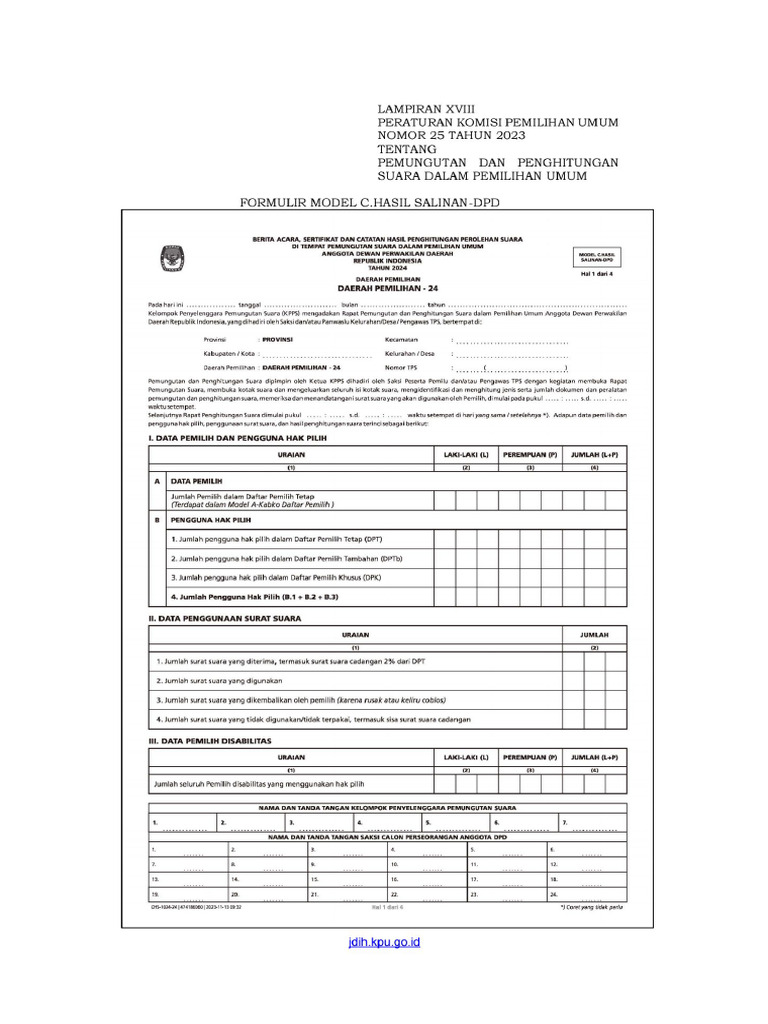 Berita Acara C Hasil DPD | PDF