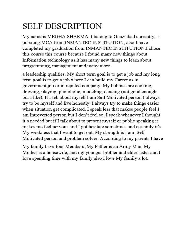 Self Description | PDF