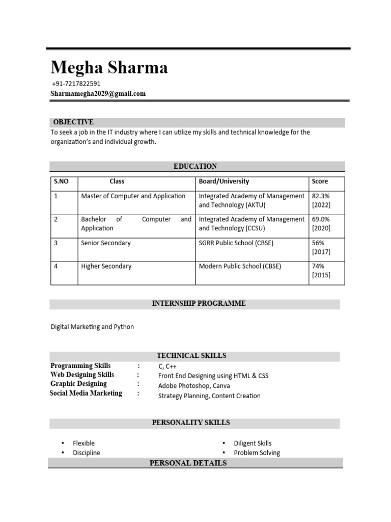 Resume 3 | PDF