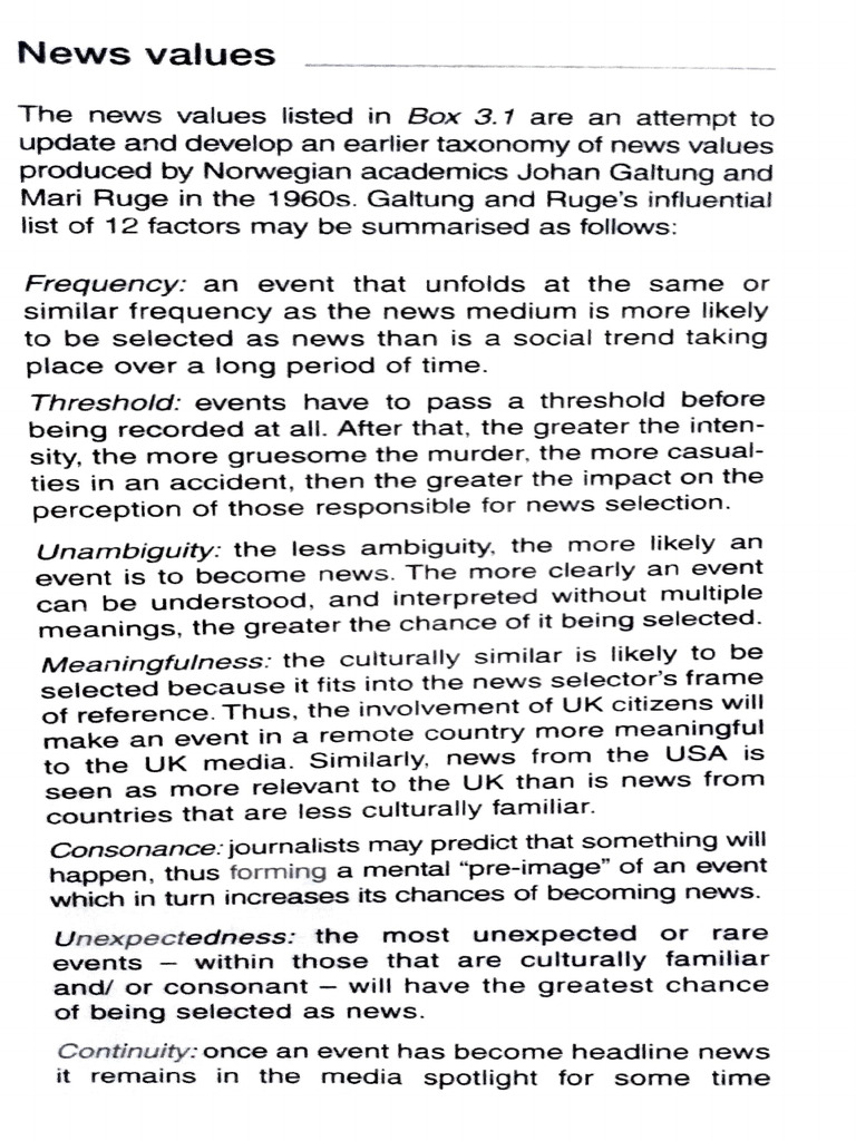 News Values | PDF | News | Human Communication