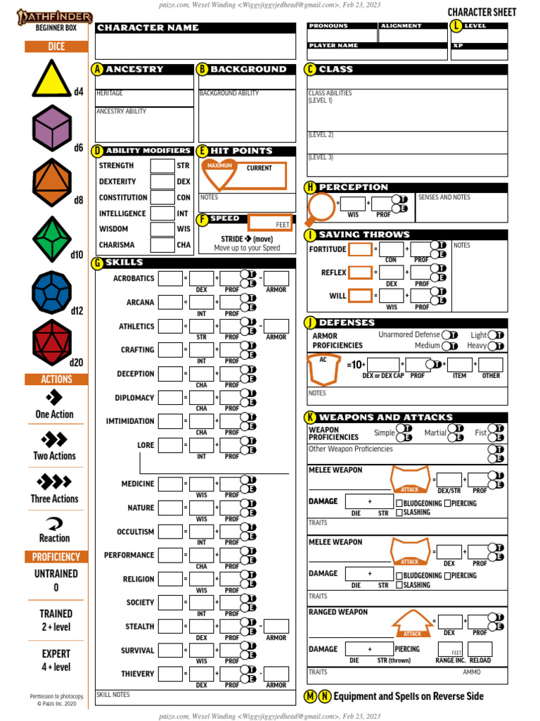 PZO2106 Character Sheet - Updated | PDF | Storytelling | Leisure Activities