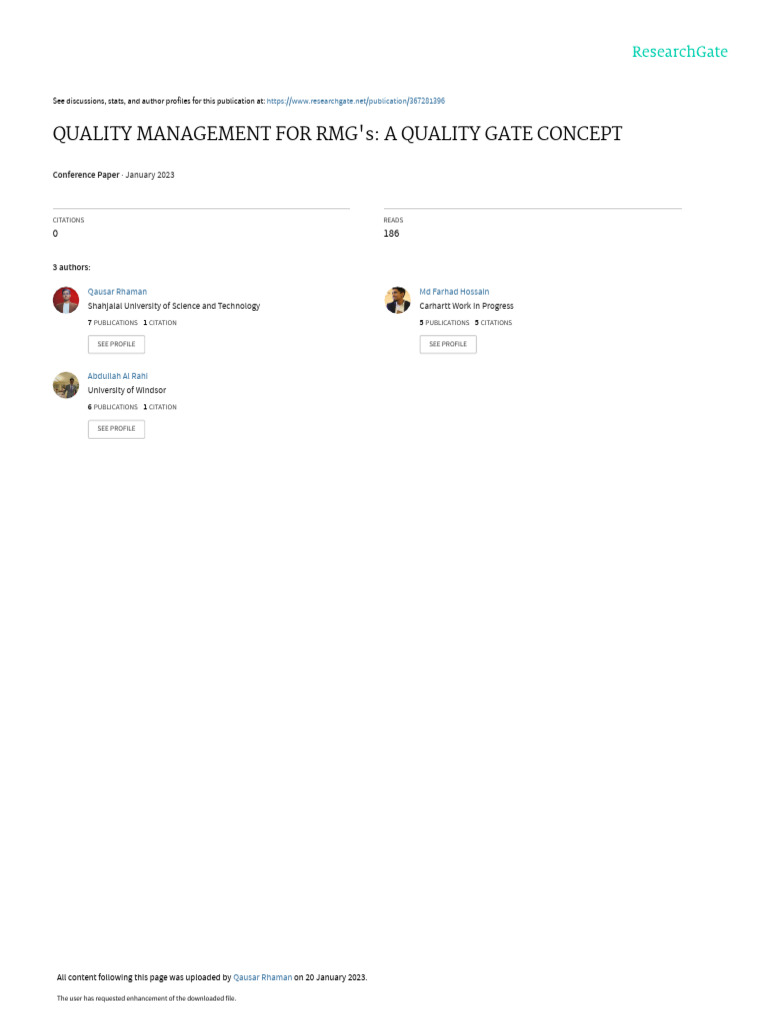 QUALITYMANAGEMENTFORRMGs AQUALITYGATECONCEPTCRP | PDF | Quality ...