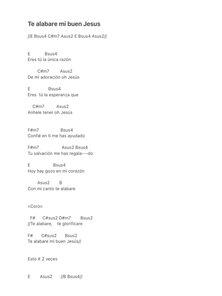 Te Alabare Mi Buen Jesus | PDF