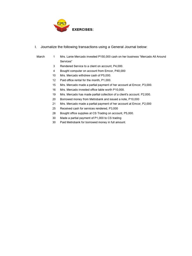 EXERCISES in FA | PDF | Debits And Credits | Corporate Jargon