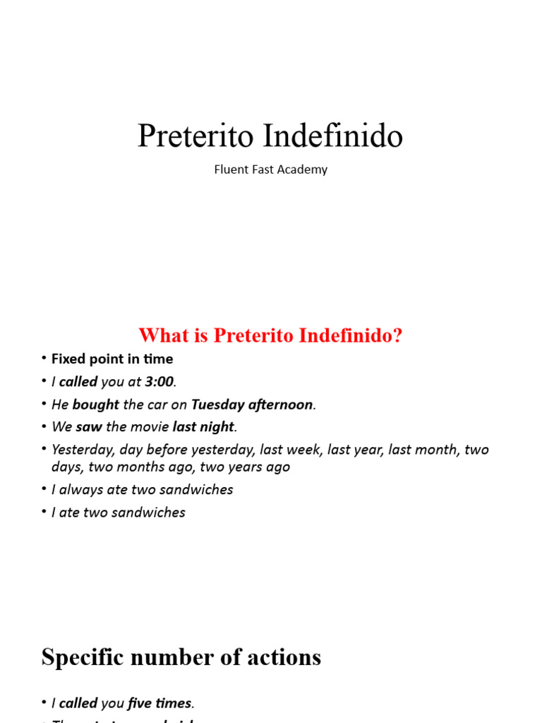 Understanding Preterito Indefinido | PDF | Grammar | Linguistics