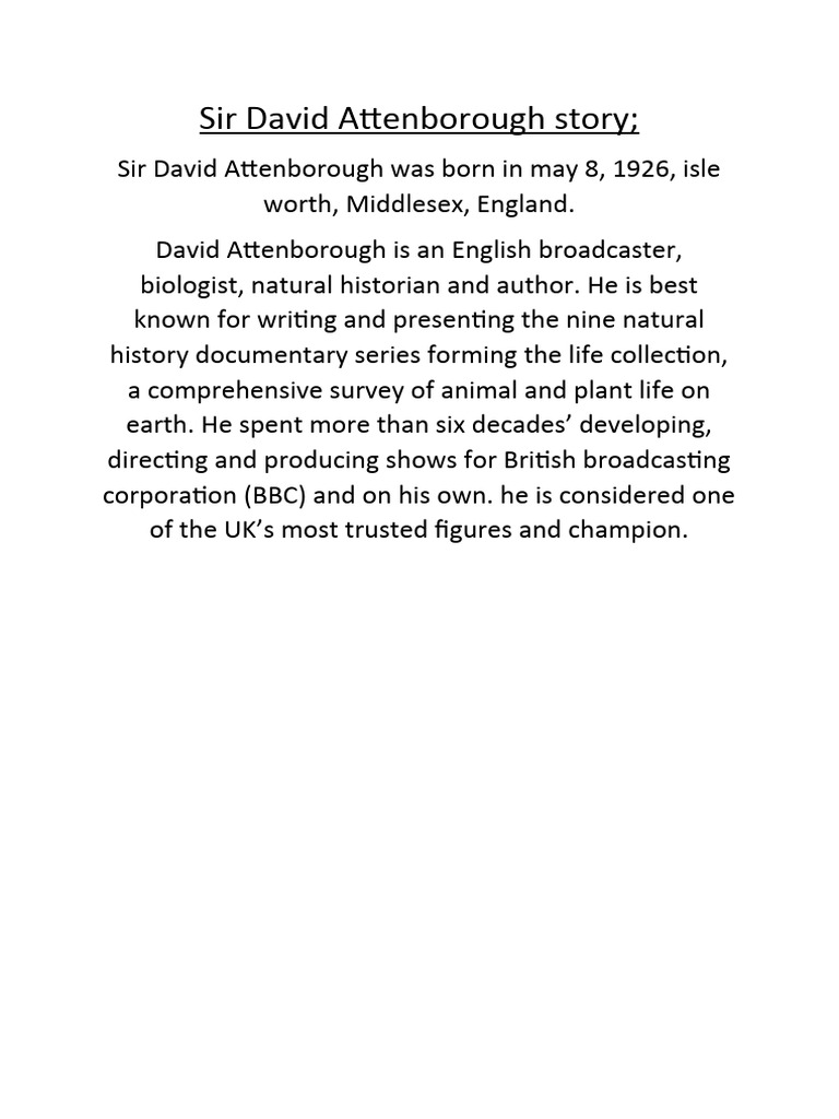 Sir David Attenborough Story | PDF