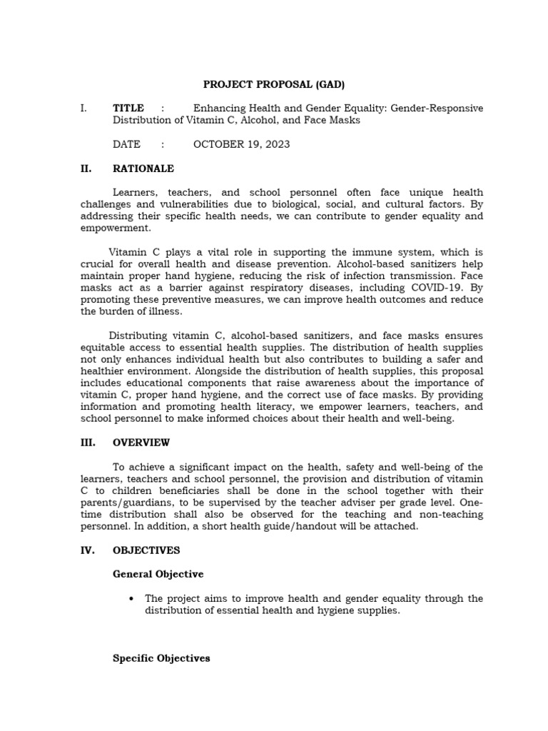 Sample GAD Proposal | Download Free PDF | Hand Washing | Health Sciences