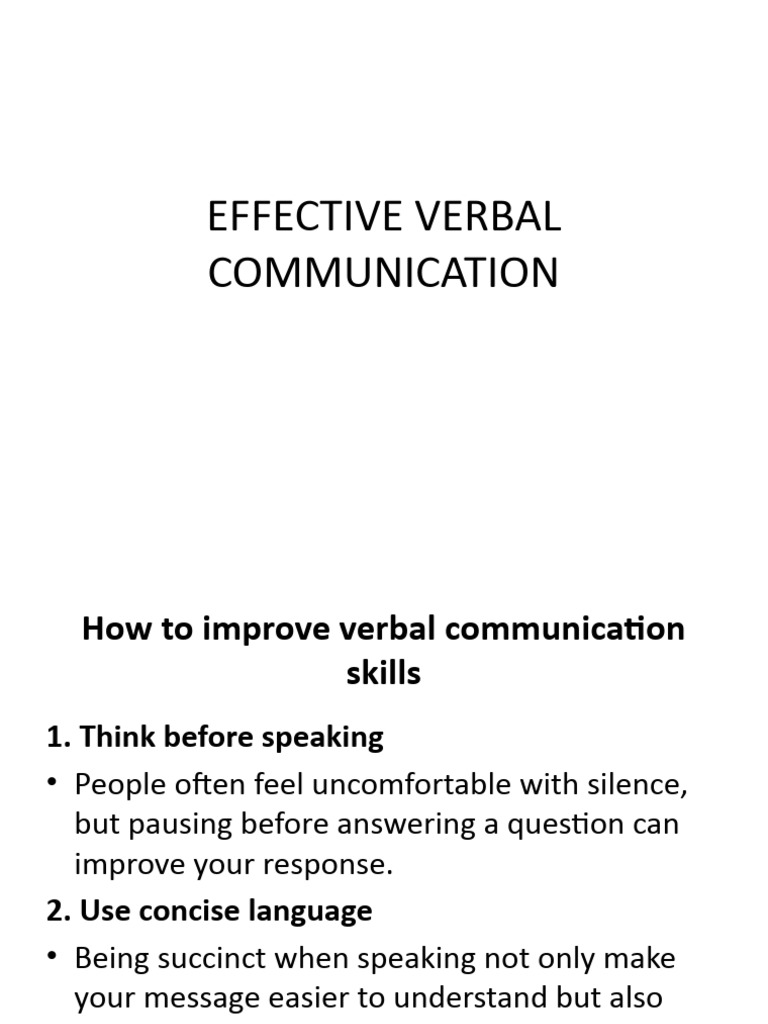 Effective Verbal Communication | PDF