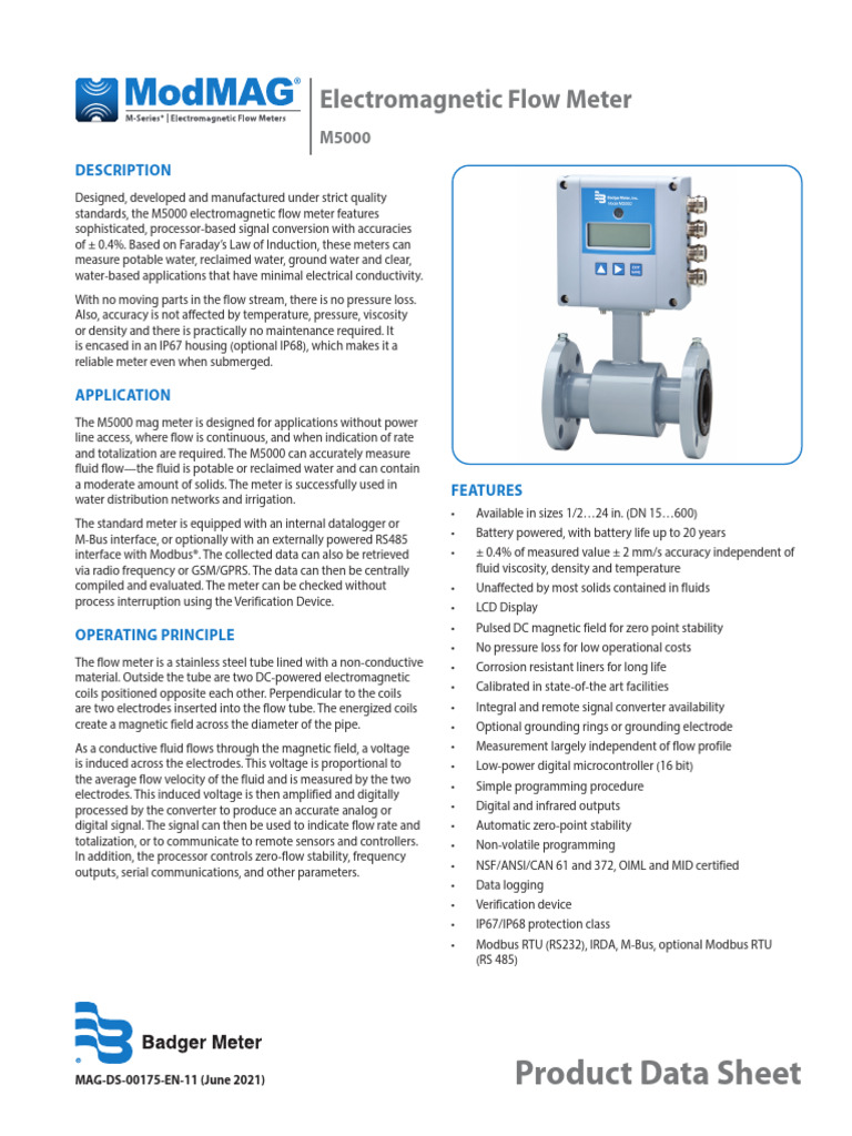 Electromagnetic-Flow Meter-Data Sheet | PDF | Flow Measurement | Vacuum ...
