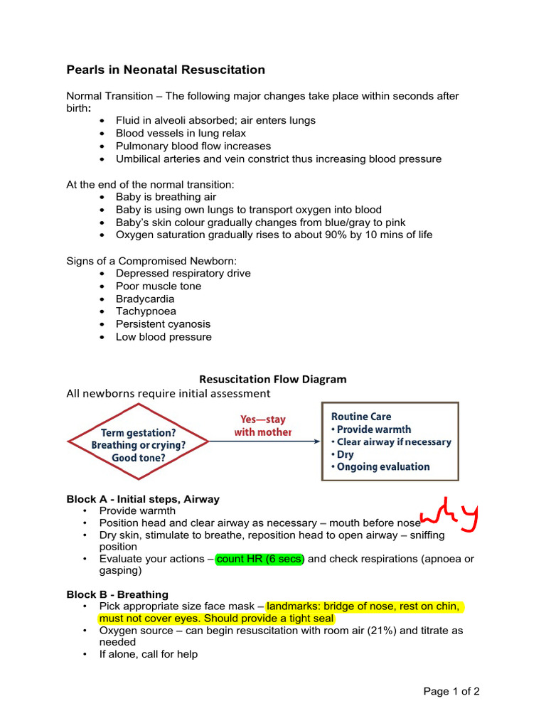 Pearls in Neonatal Resuscitation | PDF | Breathing | Cardiopulmonary ...
