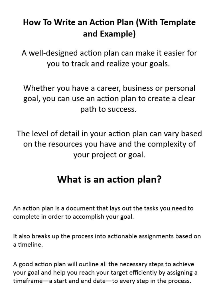 How To Write An Action Plan (With | PDF | Goal | Business