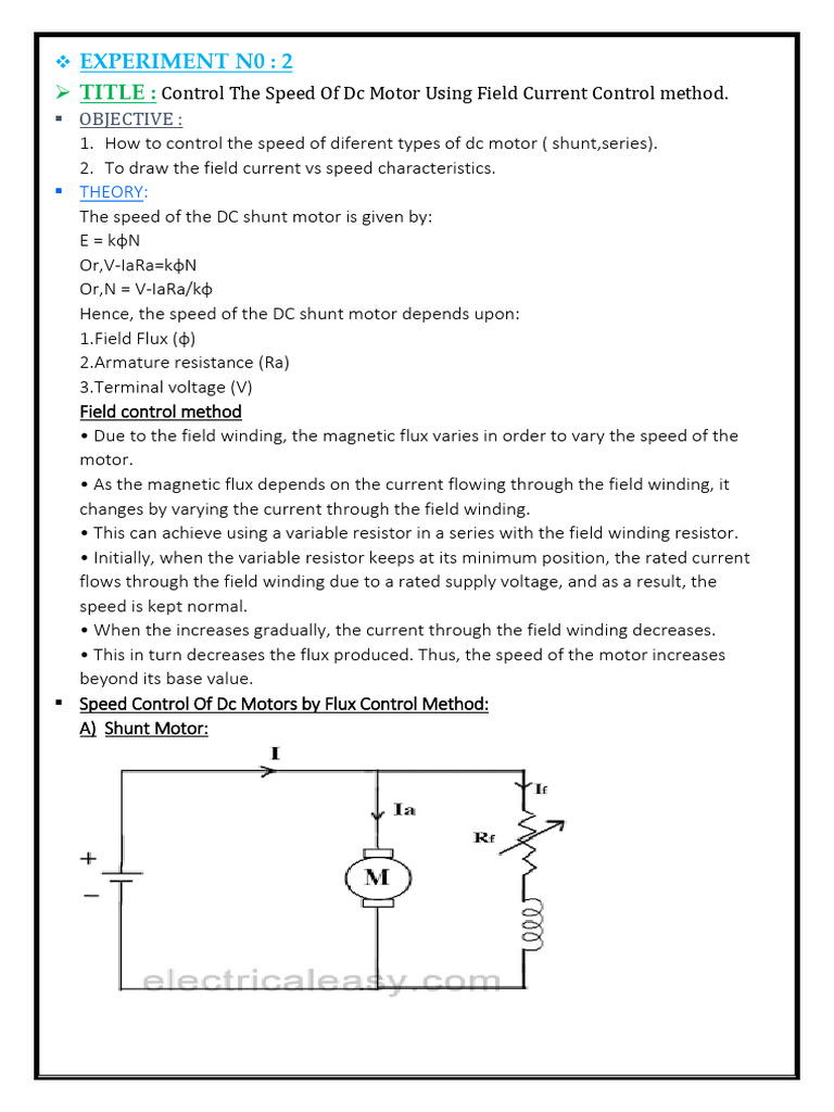 Experiment N0 - 2 | PDF | Electric Motor | Resistor