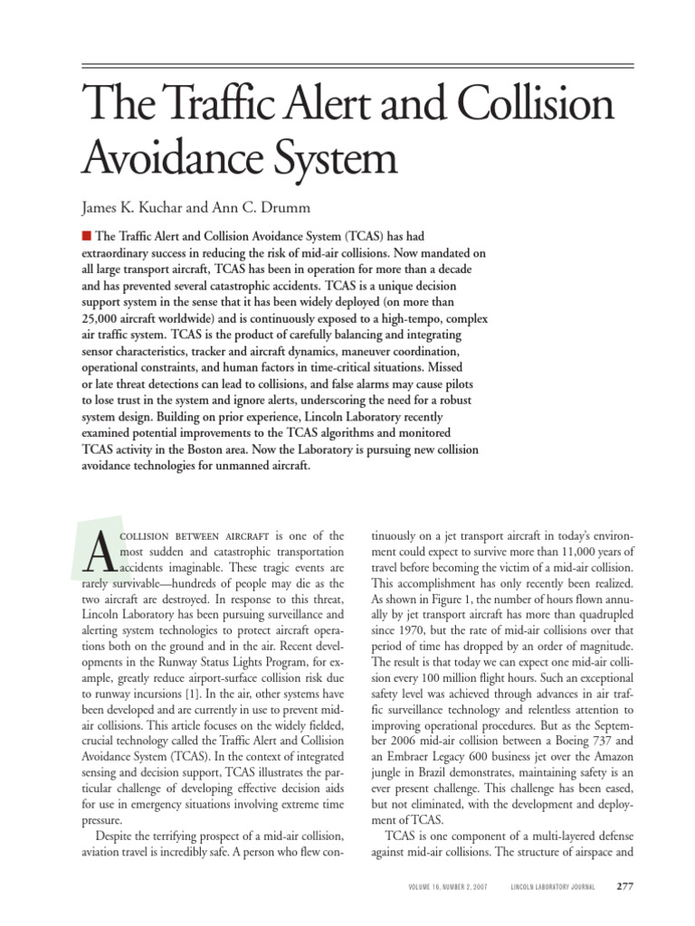Traffic Alert Collision Avoidance System Kuchar Ja 11284 | PDF ...