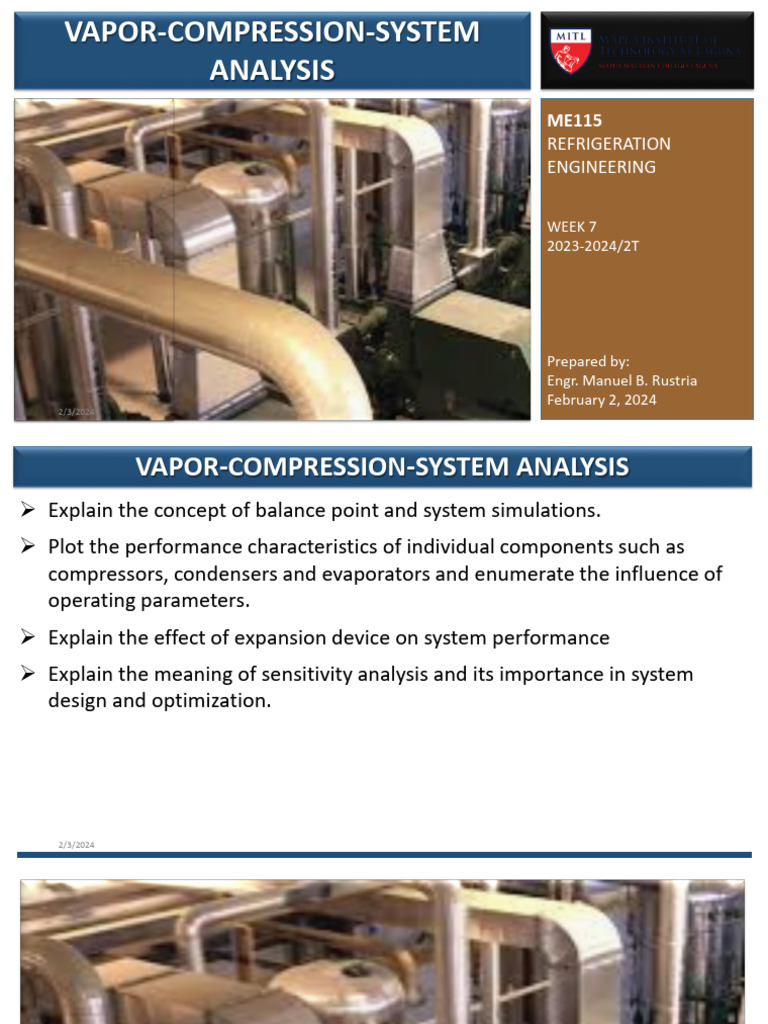 Week 7 - Vapor Compression System Analysis 2T 2023-2024 - V.2 ...
