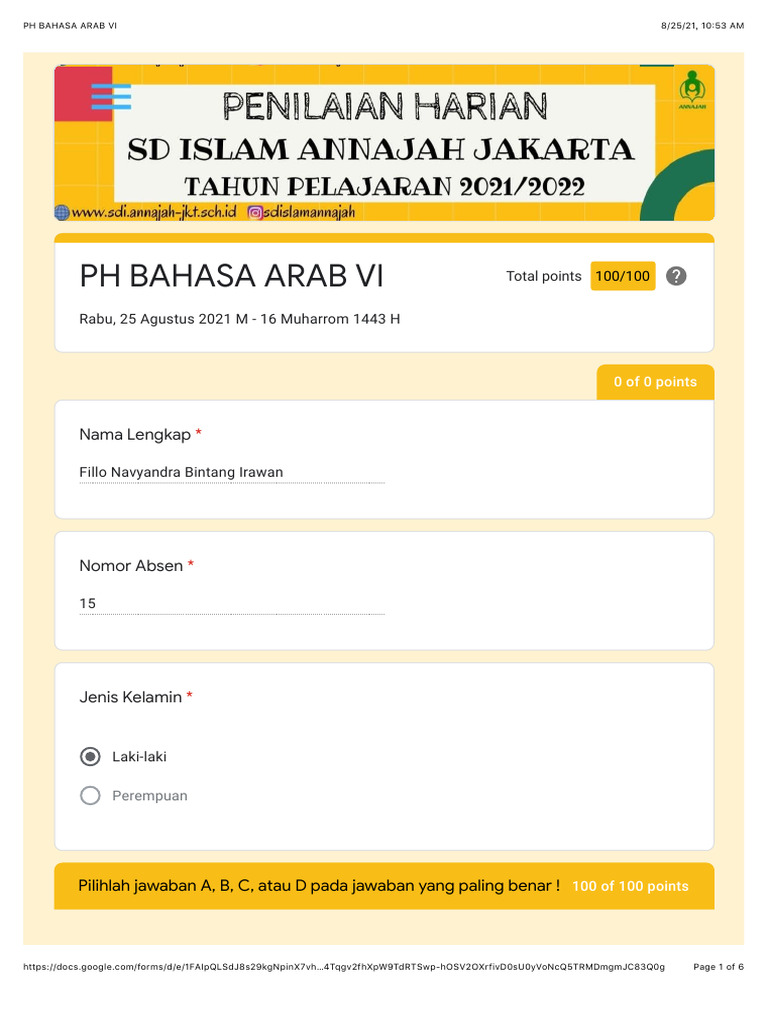 PH Bahasa Arab Jam | PDF