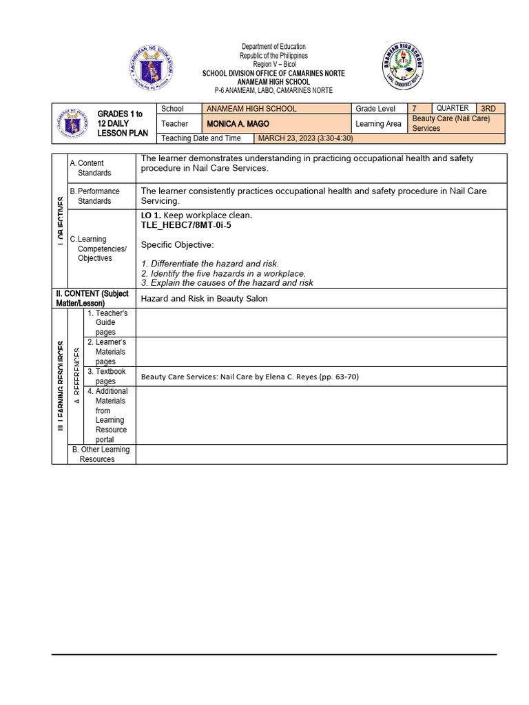 Cot DLP | PDF | Hazards | Risk