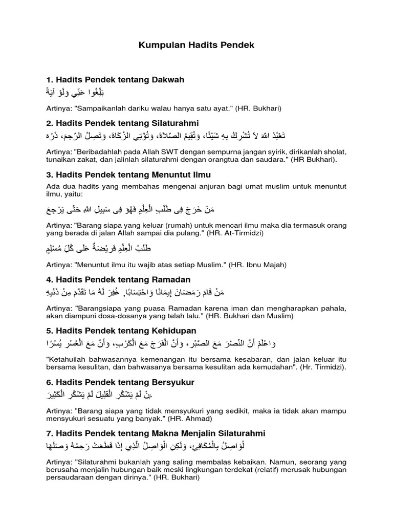 Kumpulan Hadits Pendek | PDF | Agama & Spiritualitas