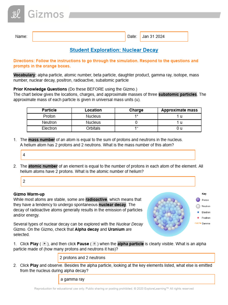 Nuclear Decay SE | PDF | Radioactive Decay | Atoms