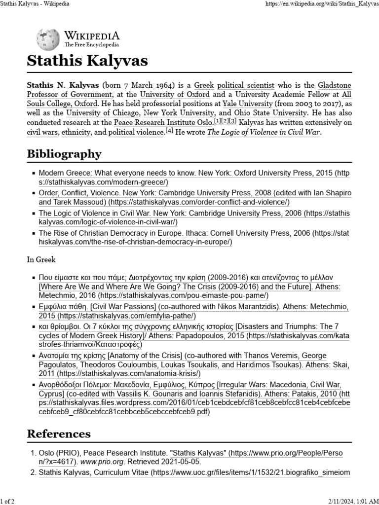 Stathis Kalyvas | Download Free PDF | Greece