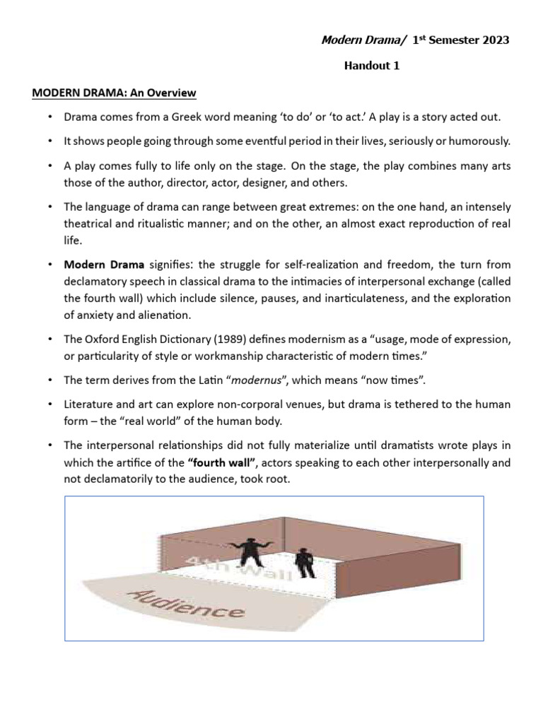 Modern Drama Handout 1 | PDF