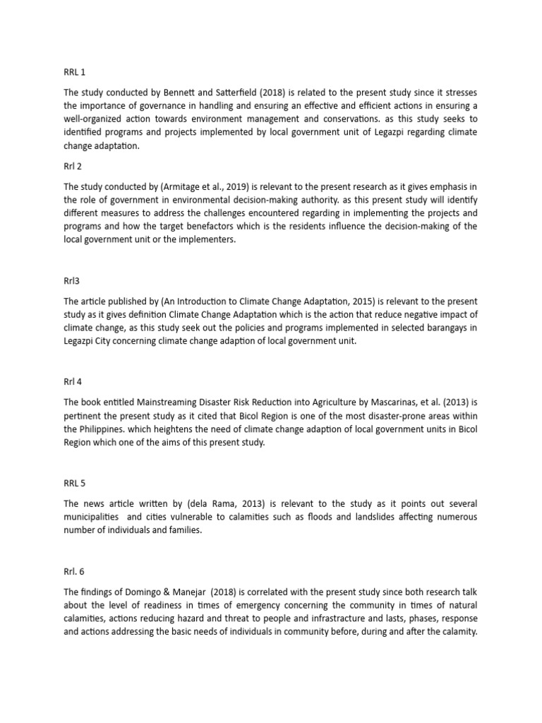 RRL 1 Proper Writing RRL in Grad School | PDF | Climate Change ...