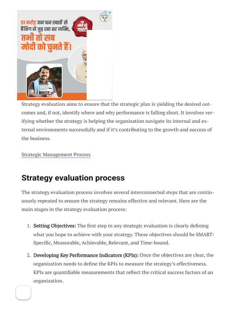 Strategy Evaluation - Process - Importance - Example - The Strategy Story | PDF | Strategic ...