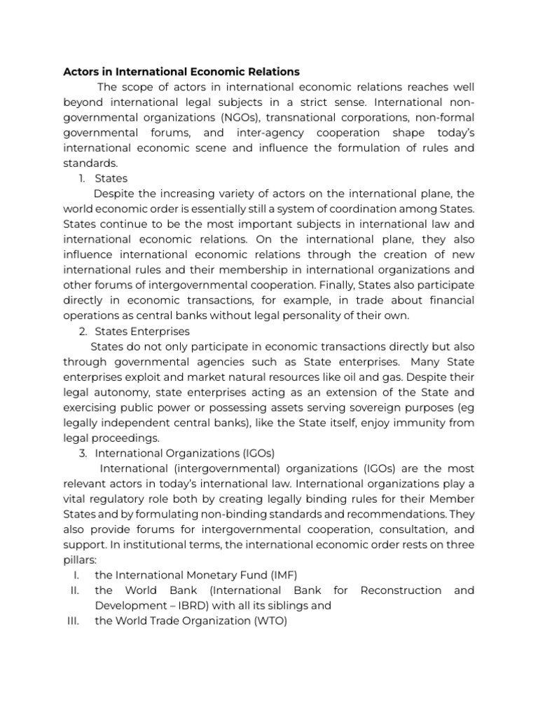 Actors in International Economic Relations | PDF | World Bank ...