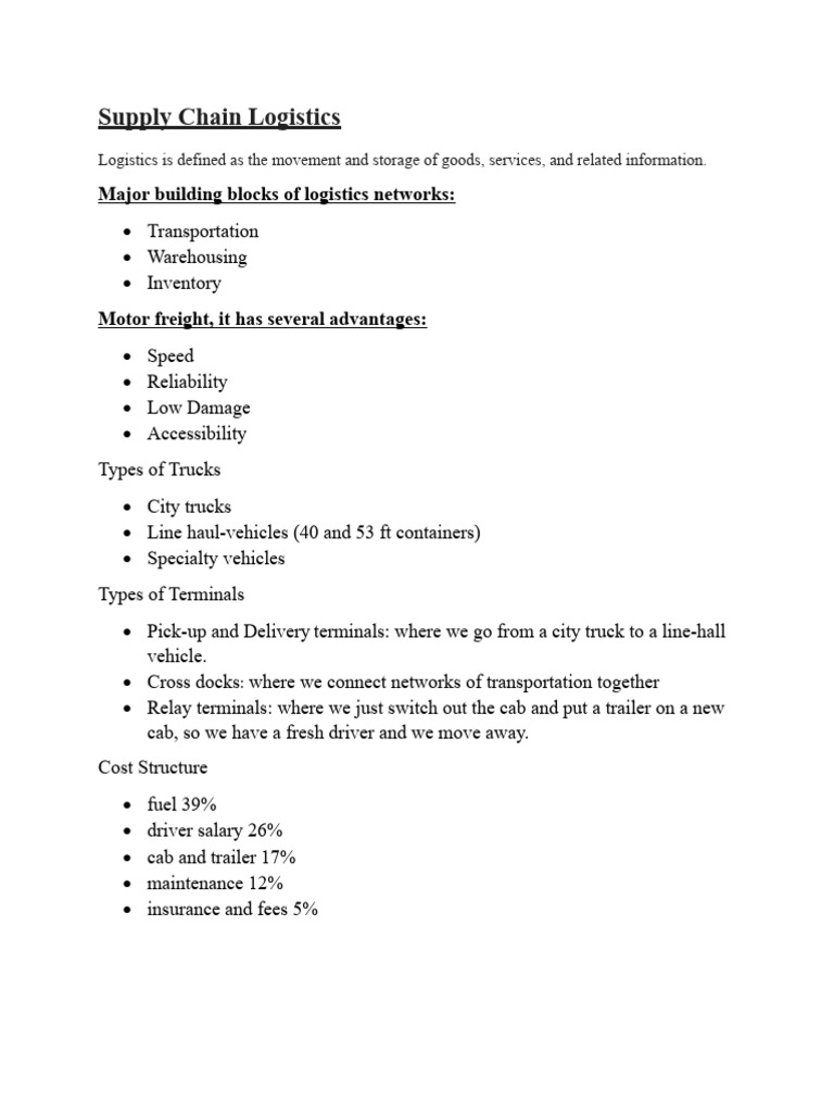 Supply Chain Logistics Pdf Cargo Logistics