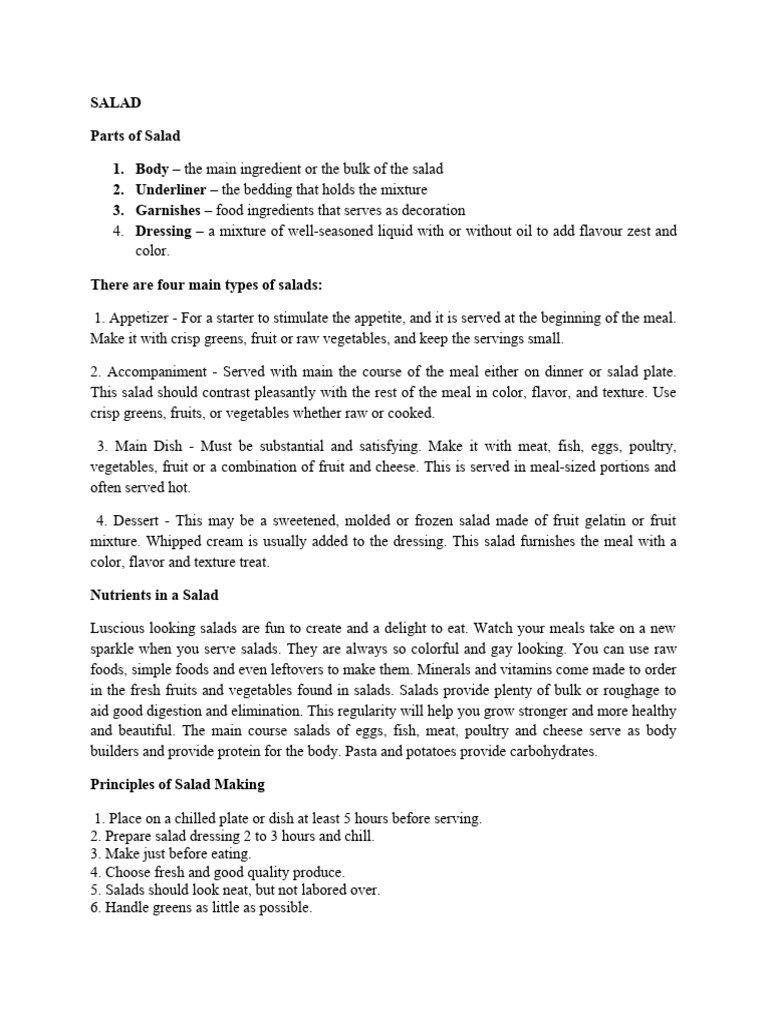 SALAD Lecture | PDF | Salad | Lettuce