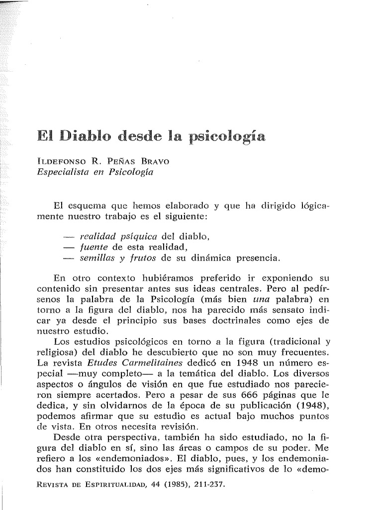 Psicología y Realidad del Diablo | PDF | Diablo | Demonios