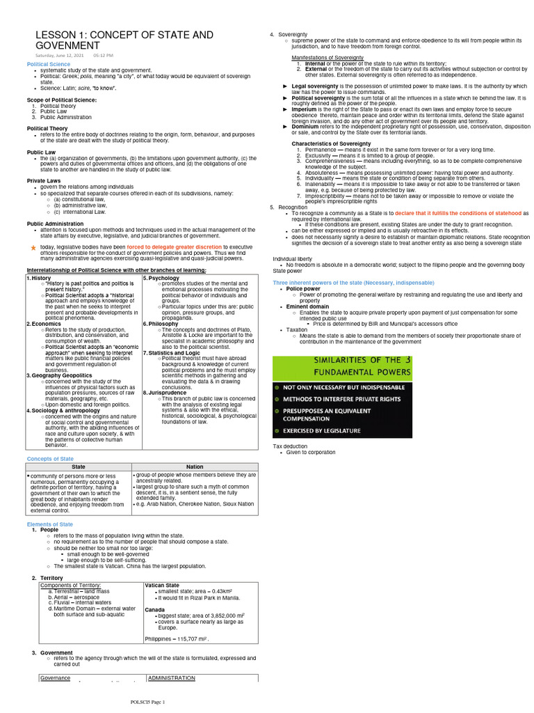 Introduction Polsci | PDF | Separation Of Powers | World Politics