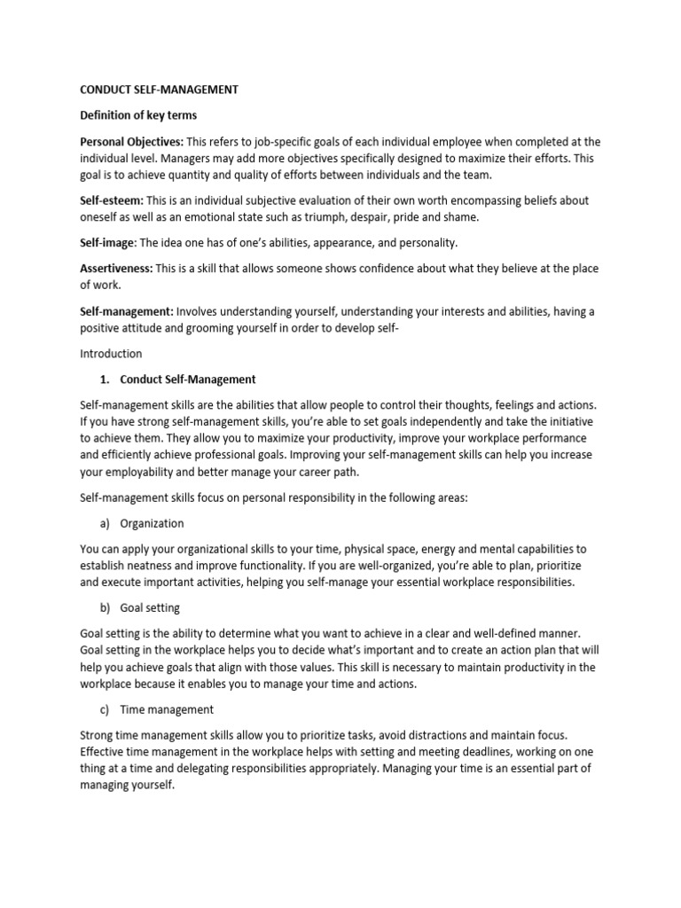 Mastering Self-Management Skills | PDF | Goal | Psychological Resilience