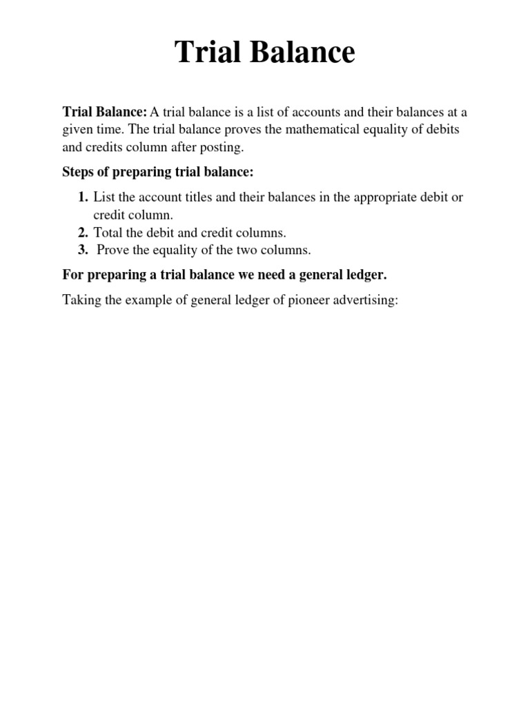 Trial Balance Preparation Guide | PDF