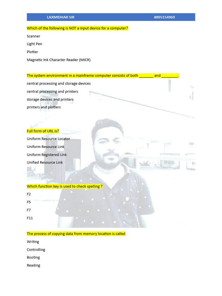 100 Computer MCQ | PDF | Microsoft Access | Microsoft Excel