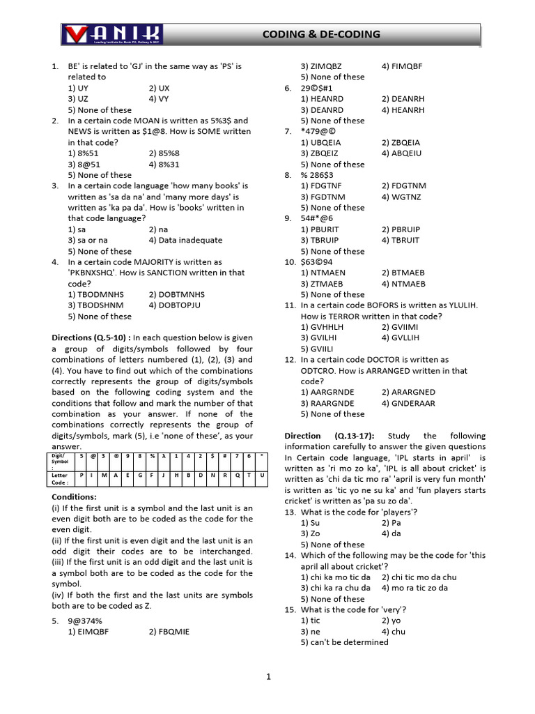 CODING - DECODING - (LM-1 - BATCH) - Assignment | PDF | Linguistics ...