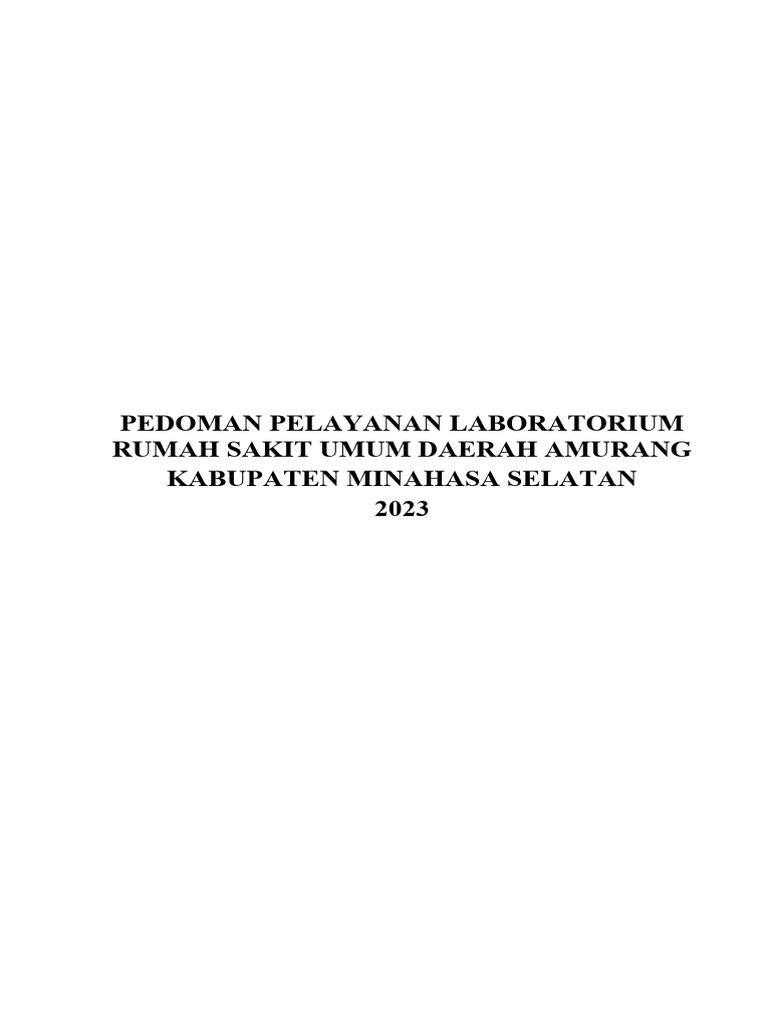 Pedoman Pelayanan Laboratorium | PDF