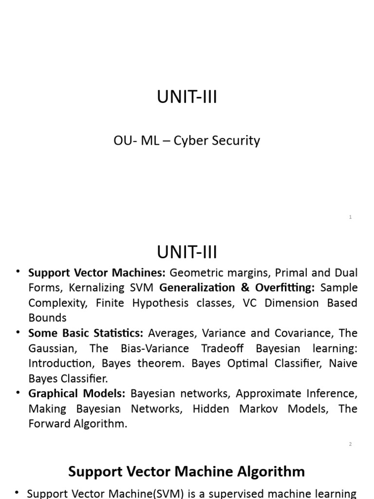 UNIT-III Support Vector Machines | PDF | Support Vector Machine | Bayesian Network