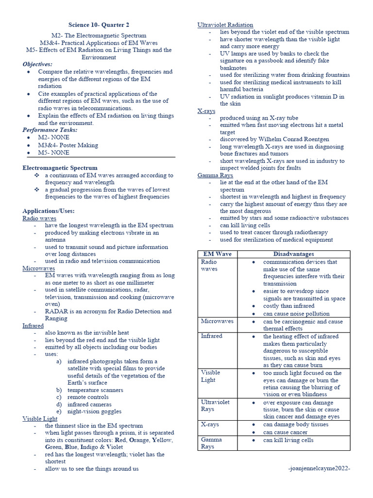 Q2 HandOuts M2345 | PDF | Electromagnetic Spectrum | Infrared
