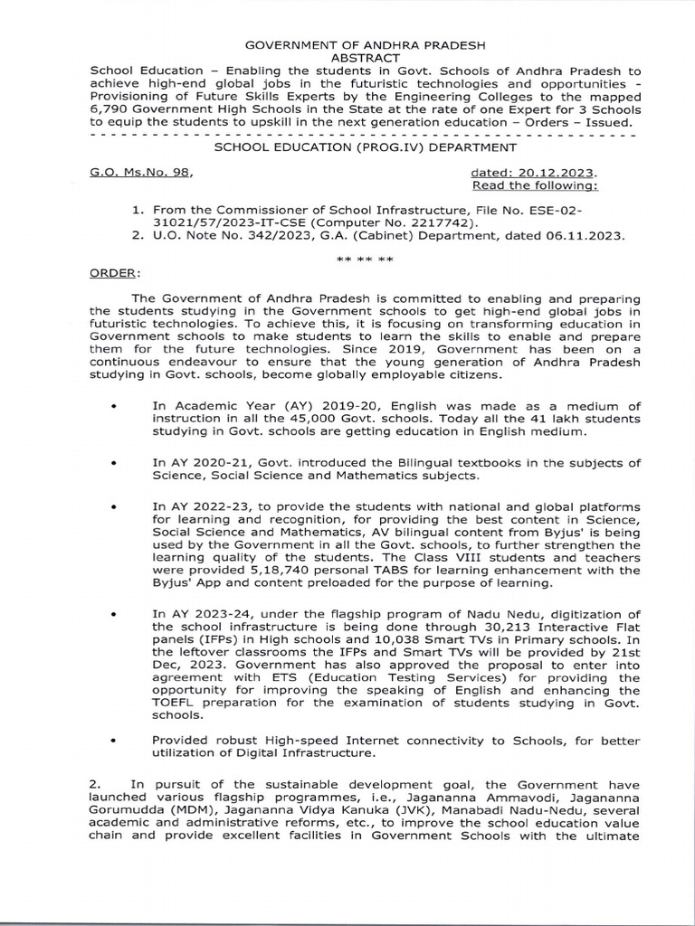 G O Ms No 98 - 1 | PDF