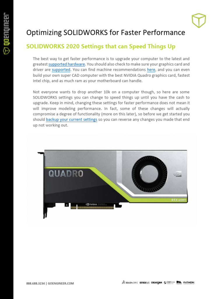 Optimizing Solidworks Faster Performance Pdf Computer Architecture Computer Hardware
