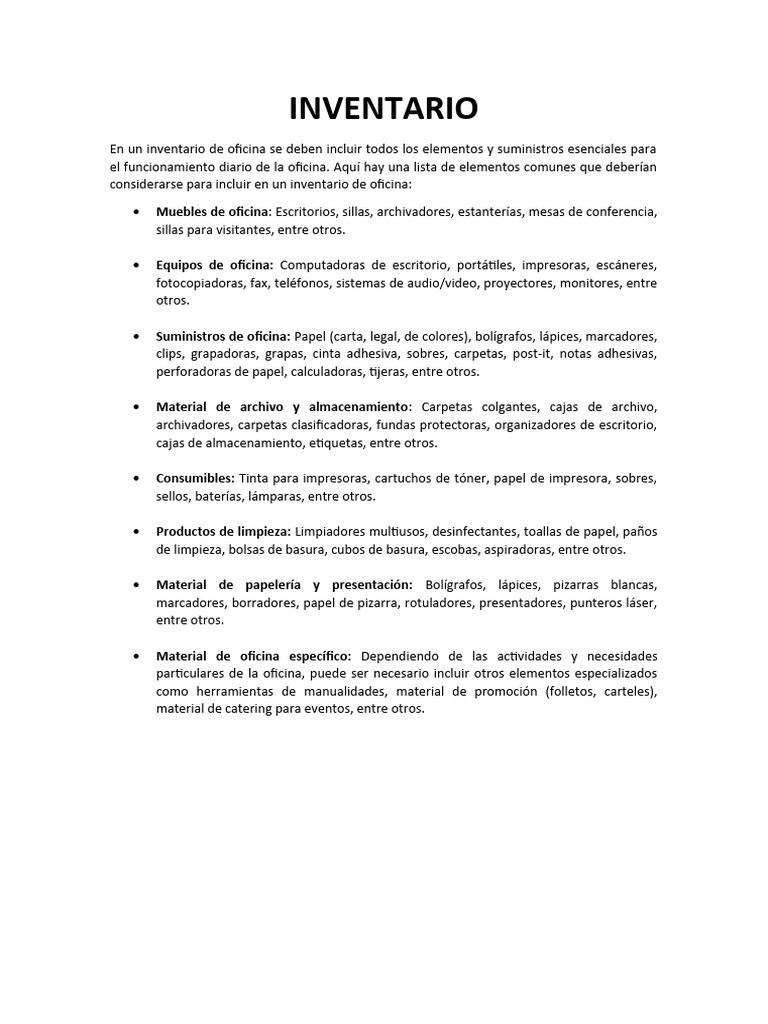 modelo de inventario | PDF