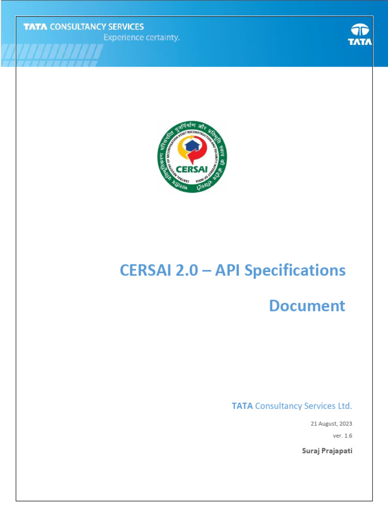 CERSAI2.0 - API Specifications Document - v1 - 6 | PDF | Computing ...