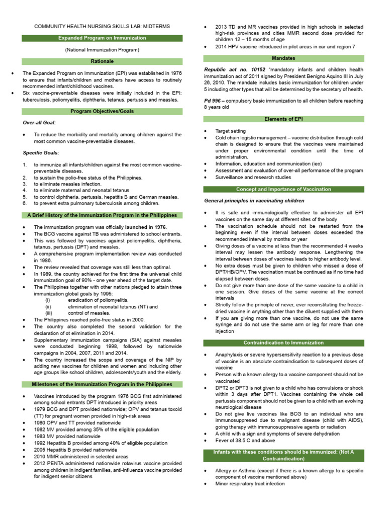 Immunization Program Overview in CHN | PDF | Vaccines | Vaccination