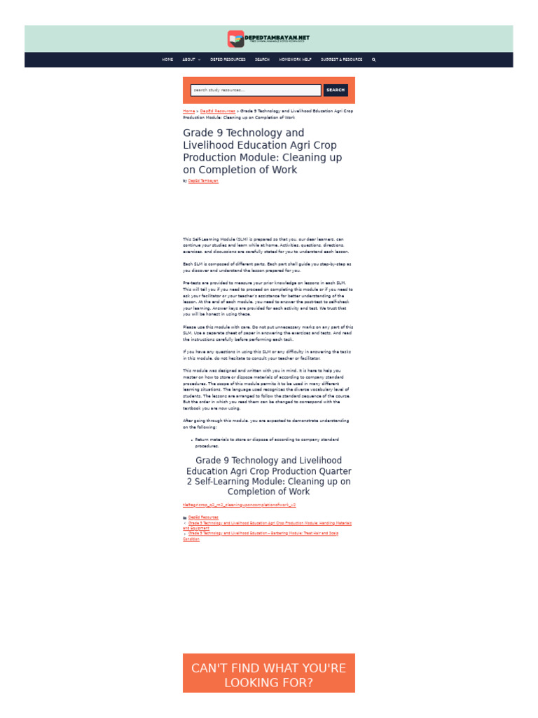 Depedtambayan Net Cleaning Up On Completion of Work | PDF | Learning | Behavior Modification