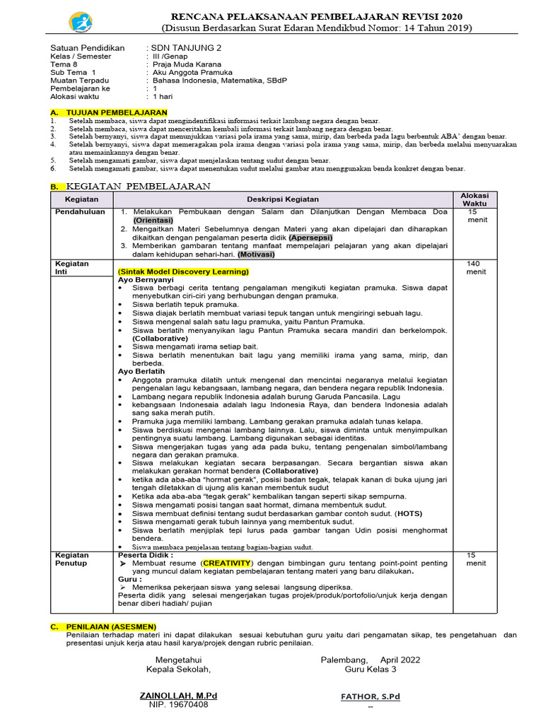 RPP 1 Lembar K3 T8 | PDF