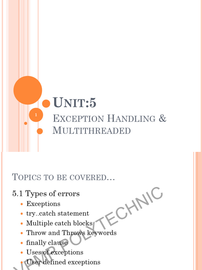 Unit E28093 5 Exception Handling Multithreaded Programming Pdf Thread Computing Java 3538