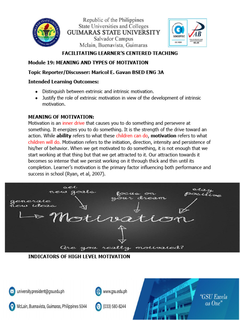 Meaning and Types of Motivation | PDF | Career & Growth