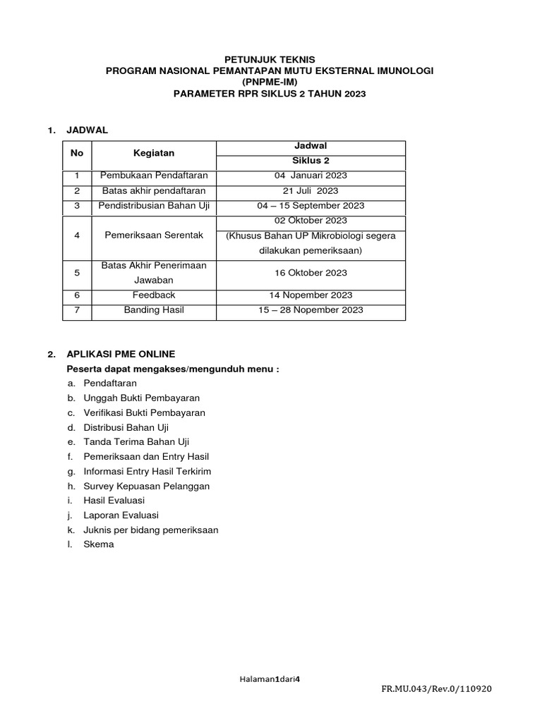 JUKNIS Pemeriksaan Imun-RPR Siklus 2 - 2023 | PDF | Teknologi & Rekayasa