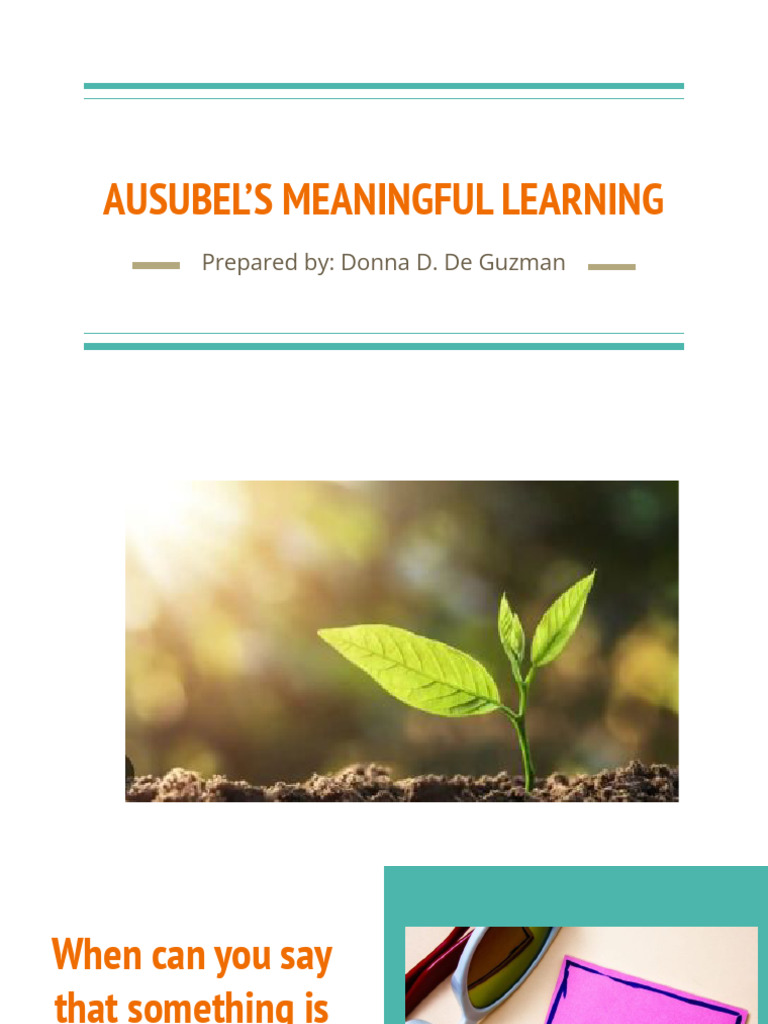Ausubel's Meaningful Learning Guide | PDF | Learning | Concept