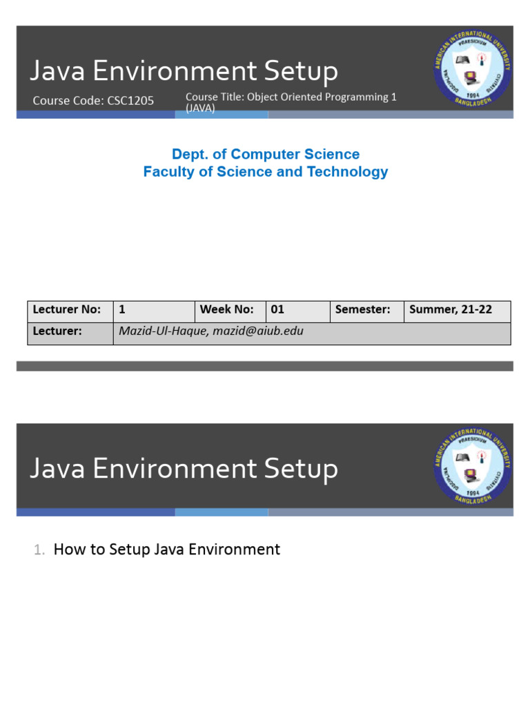 Lecture 1.2 - Java Environment Setup | PDF Lecture 1.2 - Java Environment Setup | PDF